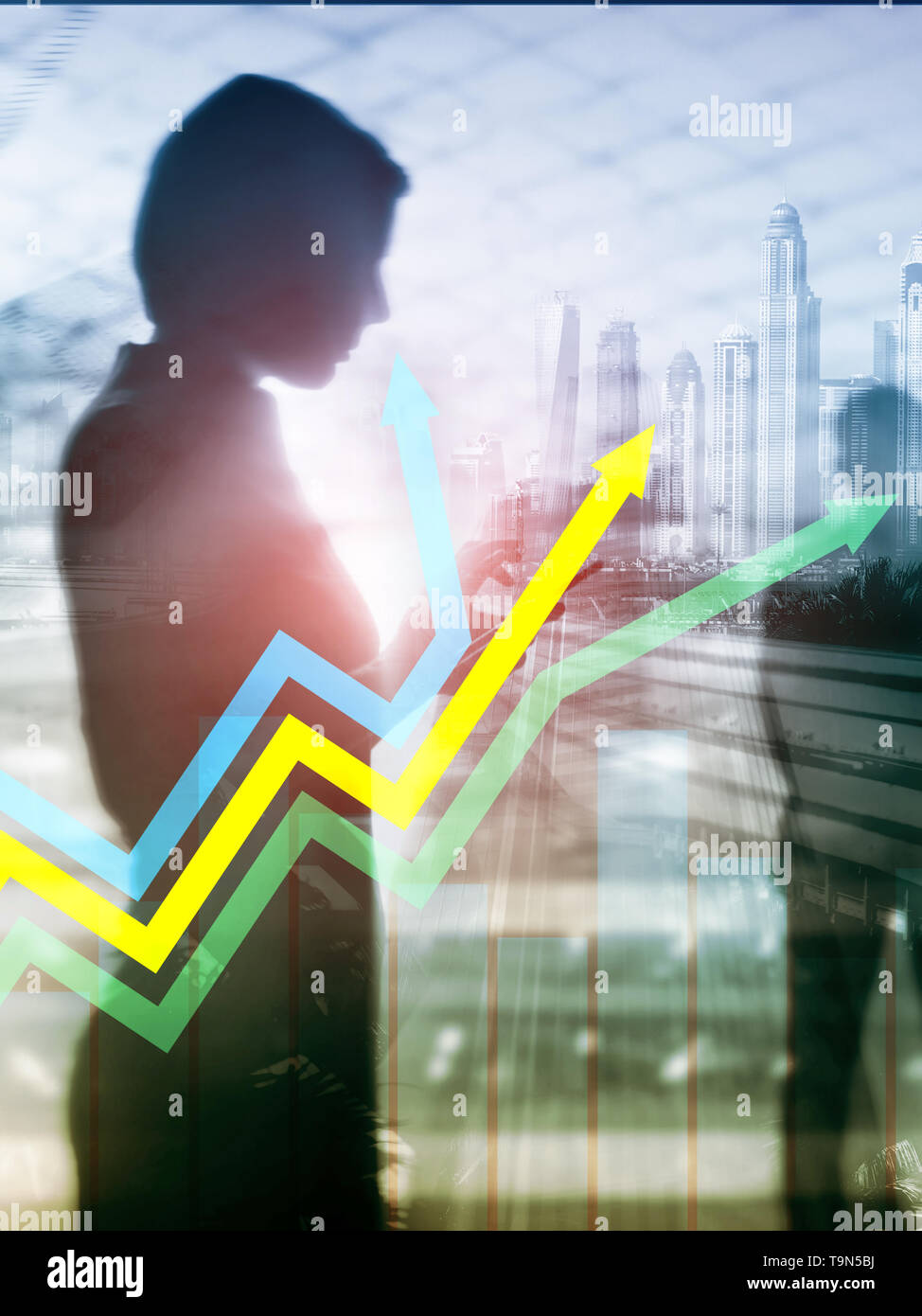 Financial growth arrows graph. Investment and trading concept. Abstract ...