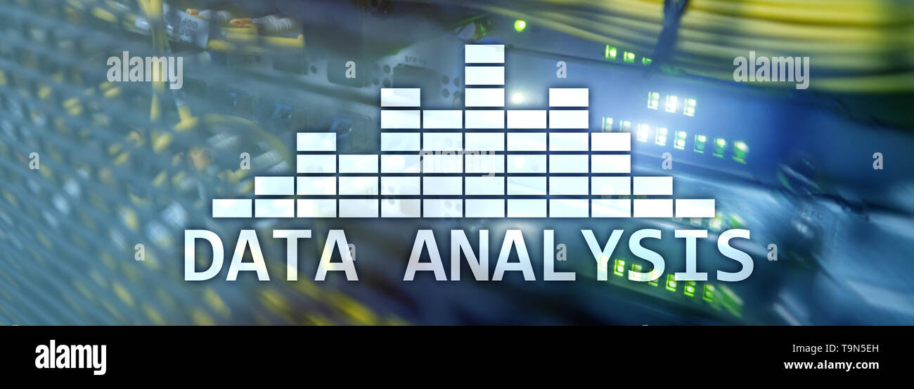 Big Data analysis text on server room background. Internet and modern ...