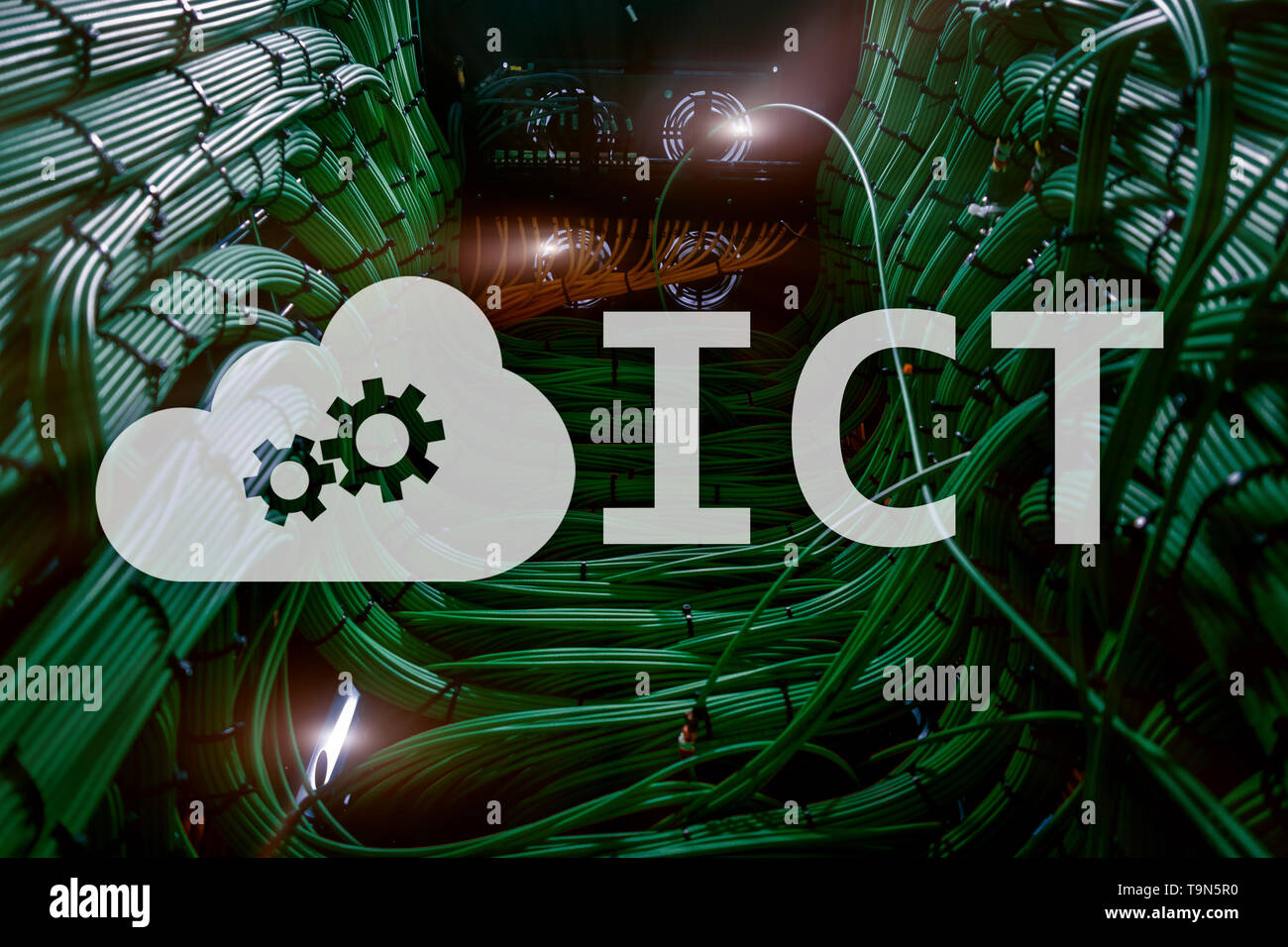 ICT - information and communications technology concept on server room ...