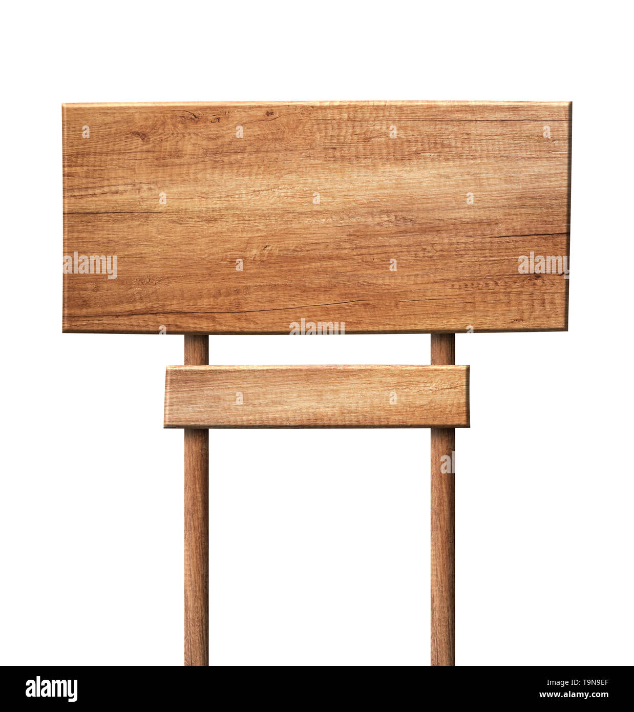 Empty double pole sign made of natural wood. Isolated on white ...