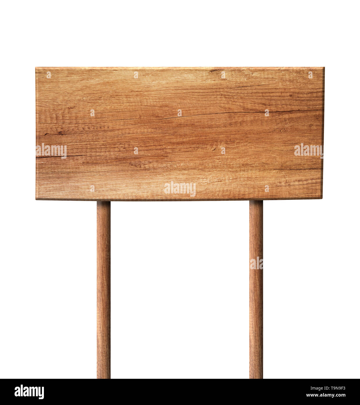 Empty wooden pole signpost made of natural wood. Isolated on white ...