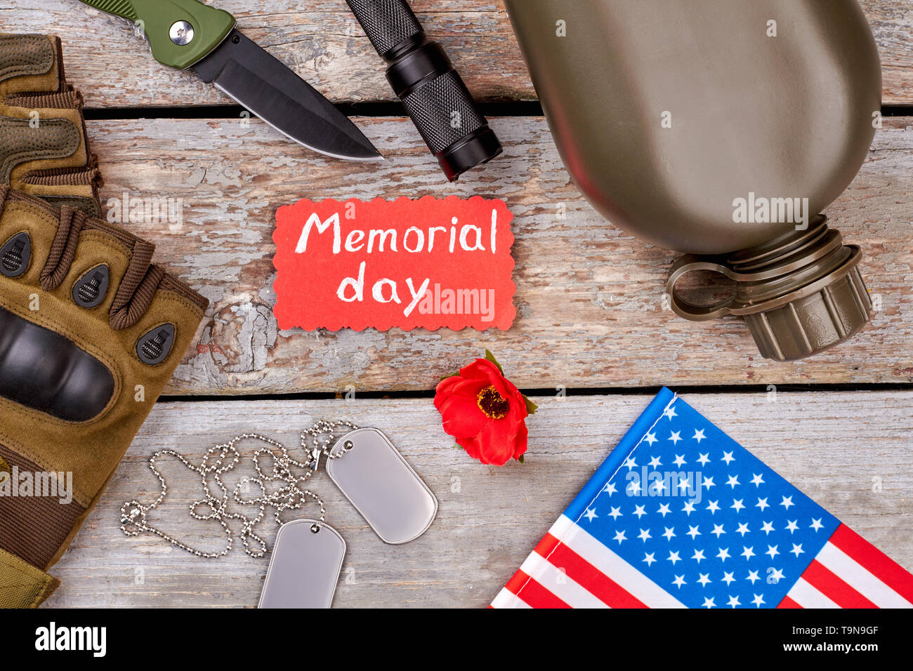 Memorial day, veteran's souvenirs, top view Stock Photo - Alamy