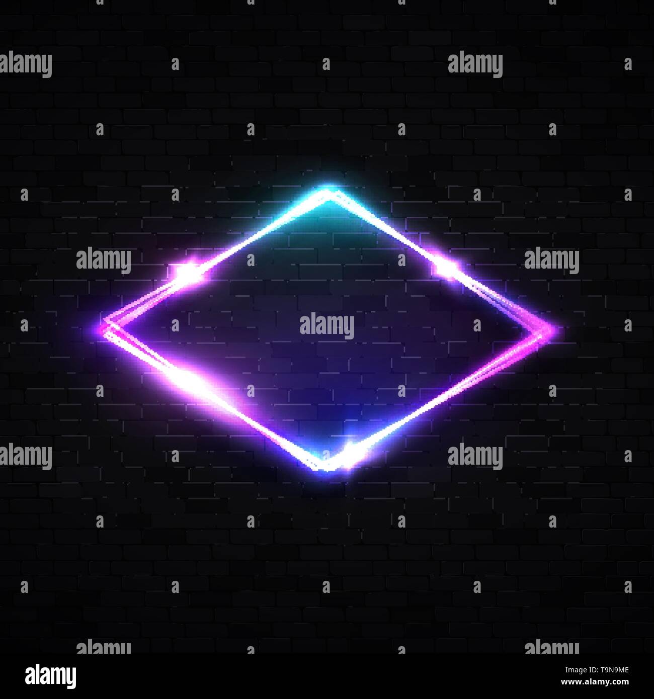 Neon rhombus background on black brick wall Stock Vector Image & Art ...
