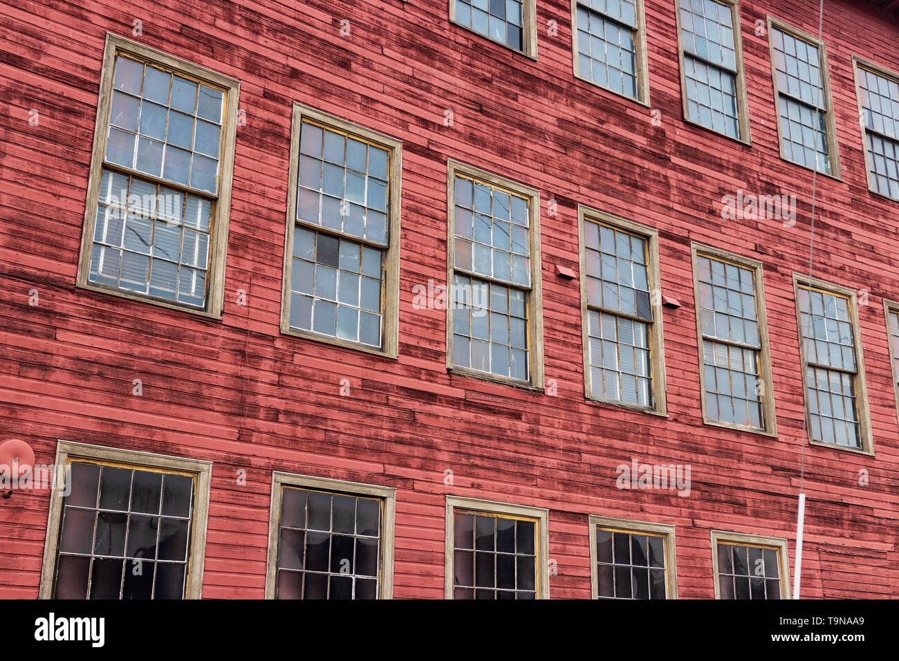 Abstract abandoned old red warehouse building with windows Stock Photo ...