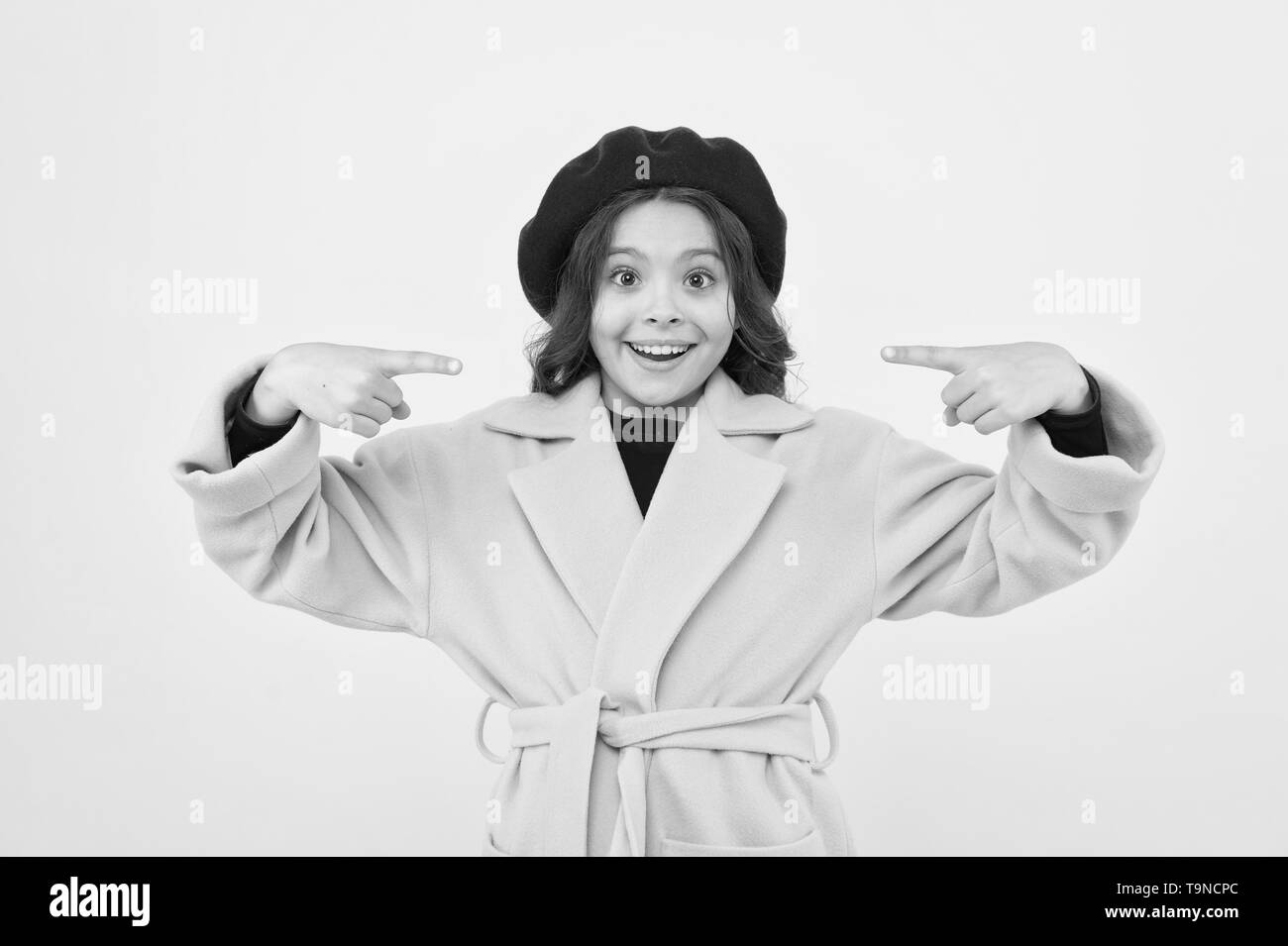 Place for ad advertisement. Child promoting something yellow background ...