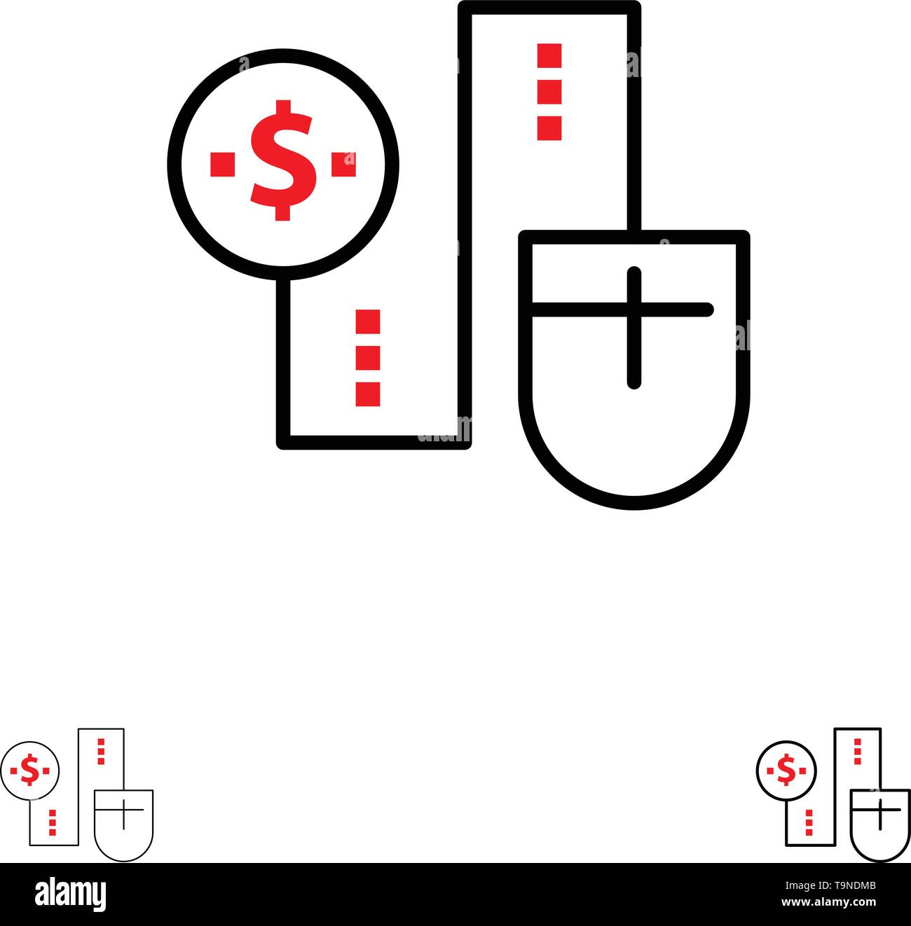 Mouse, Connect, Money, Dollar, Connection Bold and thin black line icon ...