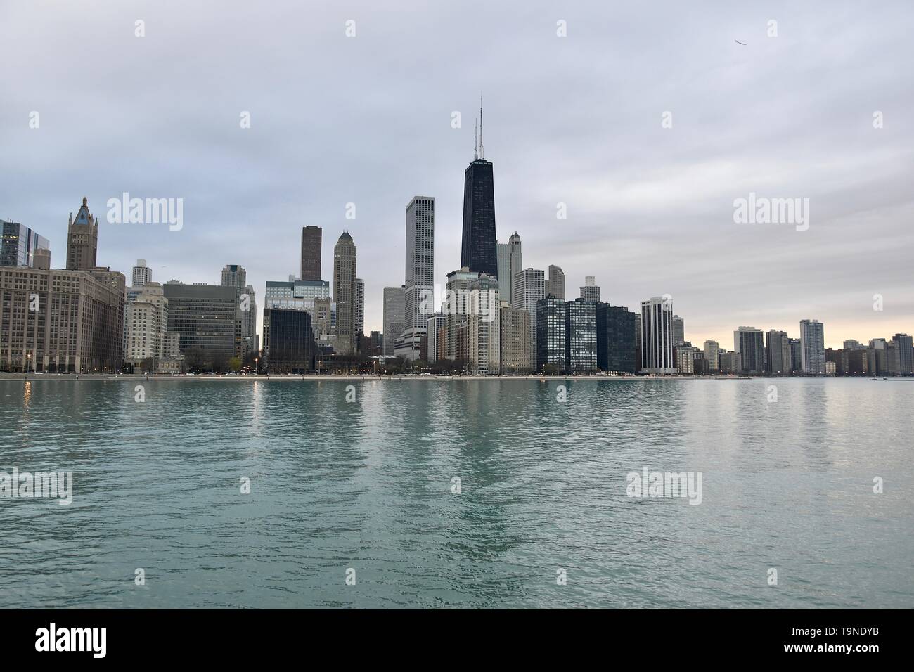The Chicago skyline seen from Lake Michigan, Chicago, Illinois, USA ...