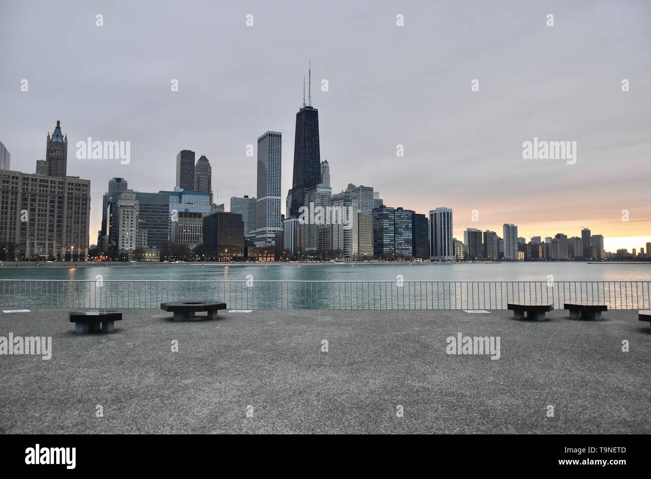 Sunset over Chicago, Illinois Stock Photo - Alamy