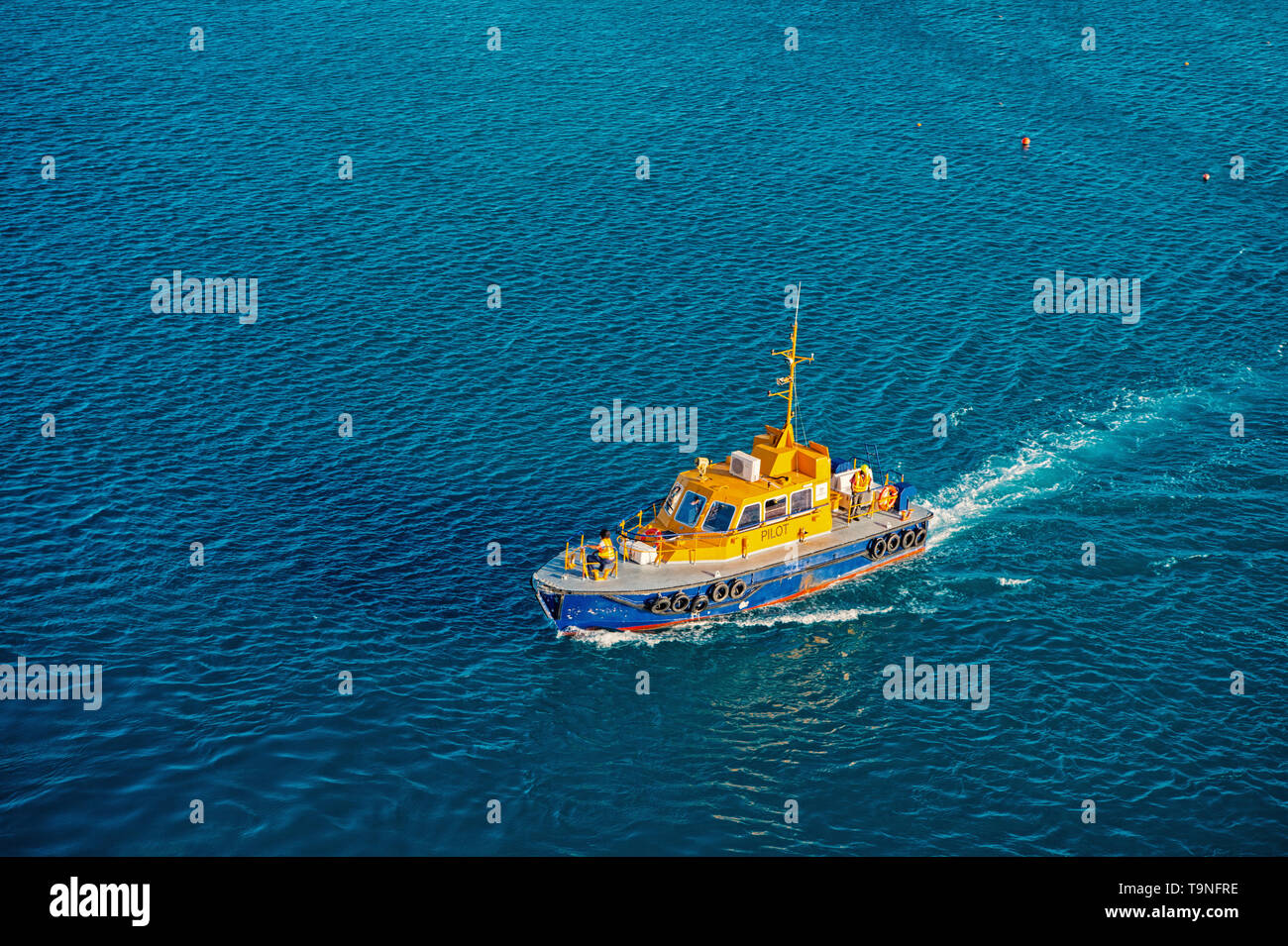 Bridgetown, Barbados - December 12, 2015: pilot rescue boat float in ...