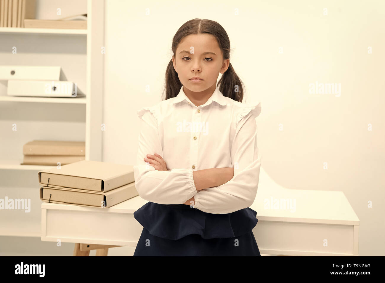 Thinking concept. Thinking girl with serious look. Thinking process. I ...