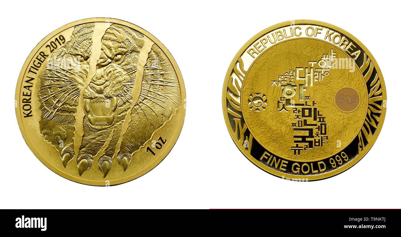 20th May, 2019. Tiger gold bullion coins This photo, released by the ...