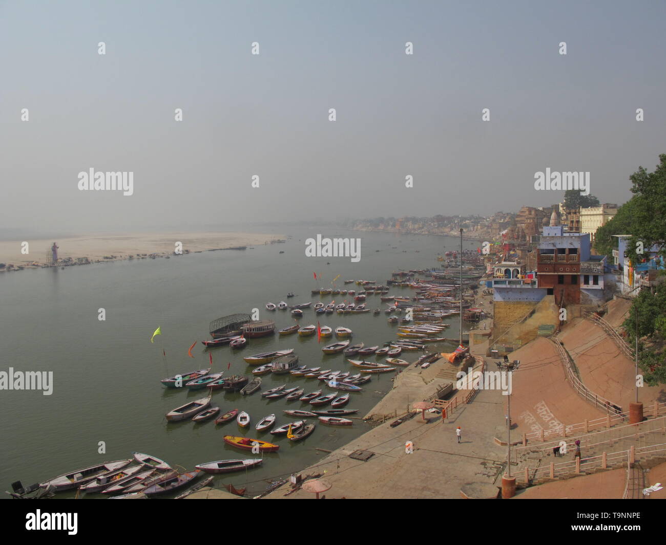 Varanasi, India. 26th Apr, 2019. A birds eye view of the Hindu holy ...