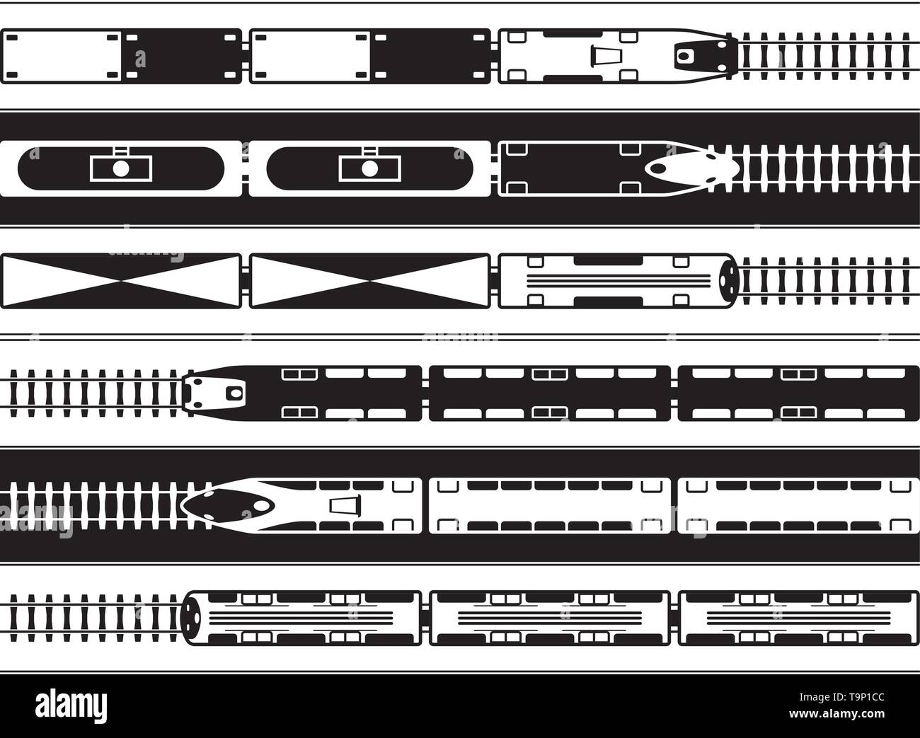 Passenger and freight railway transportation from above - vector ...