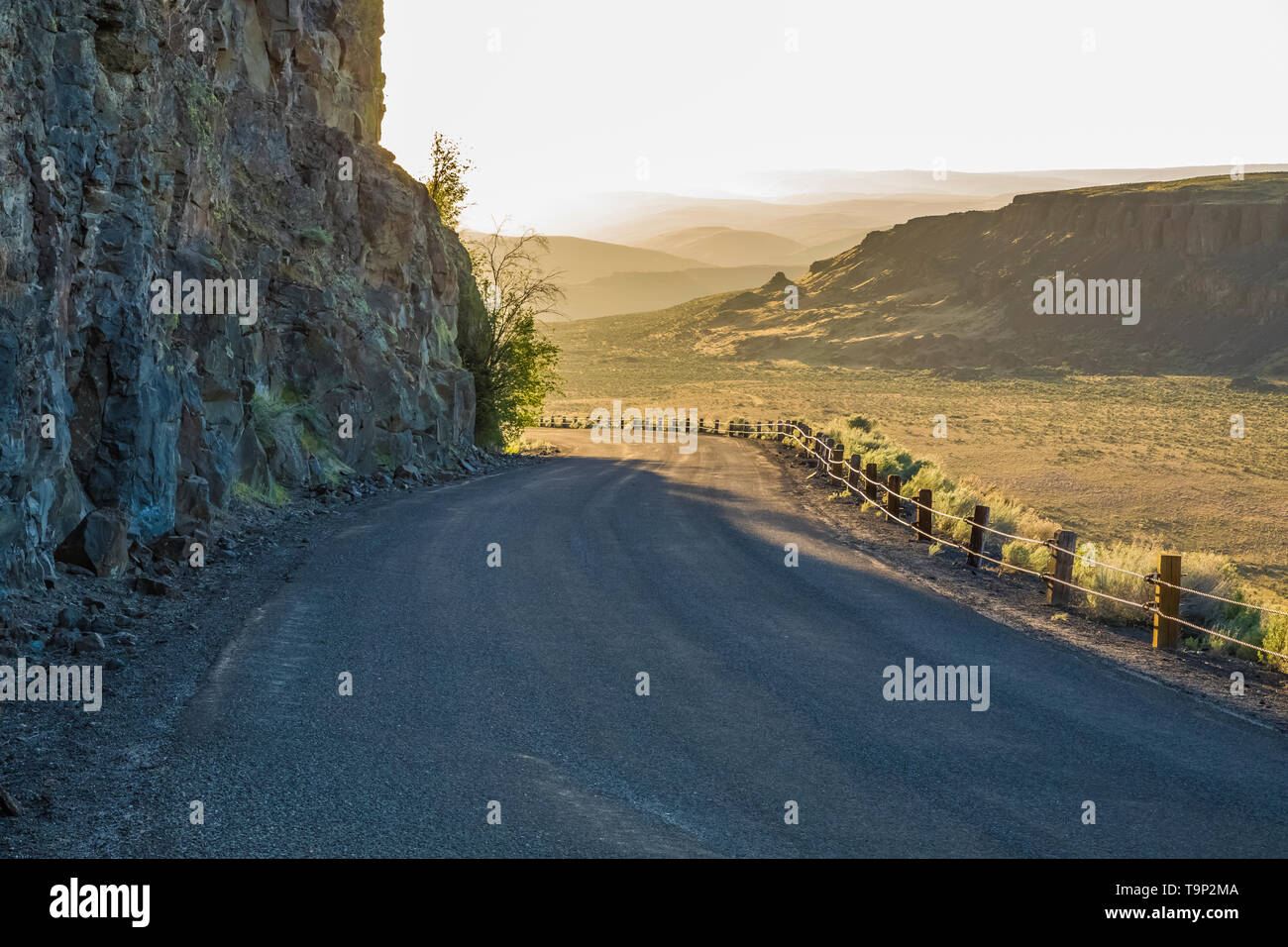 Historic U.S. Route 10 winding through Frenchman Coulee near Vantage ...