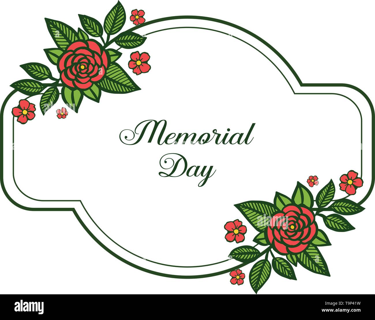 Vector illustration texture rose flower frame for memorial day greeting ...