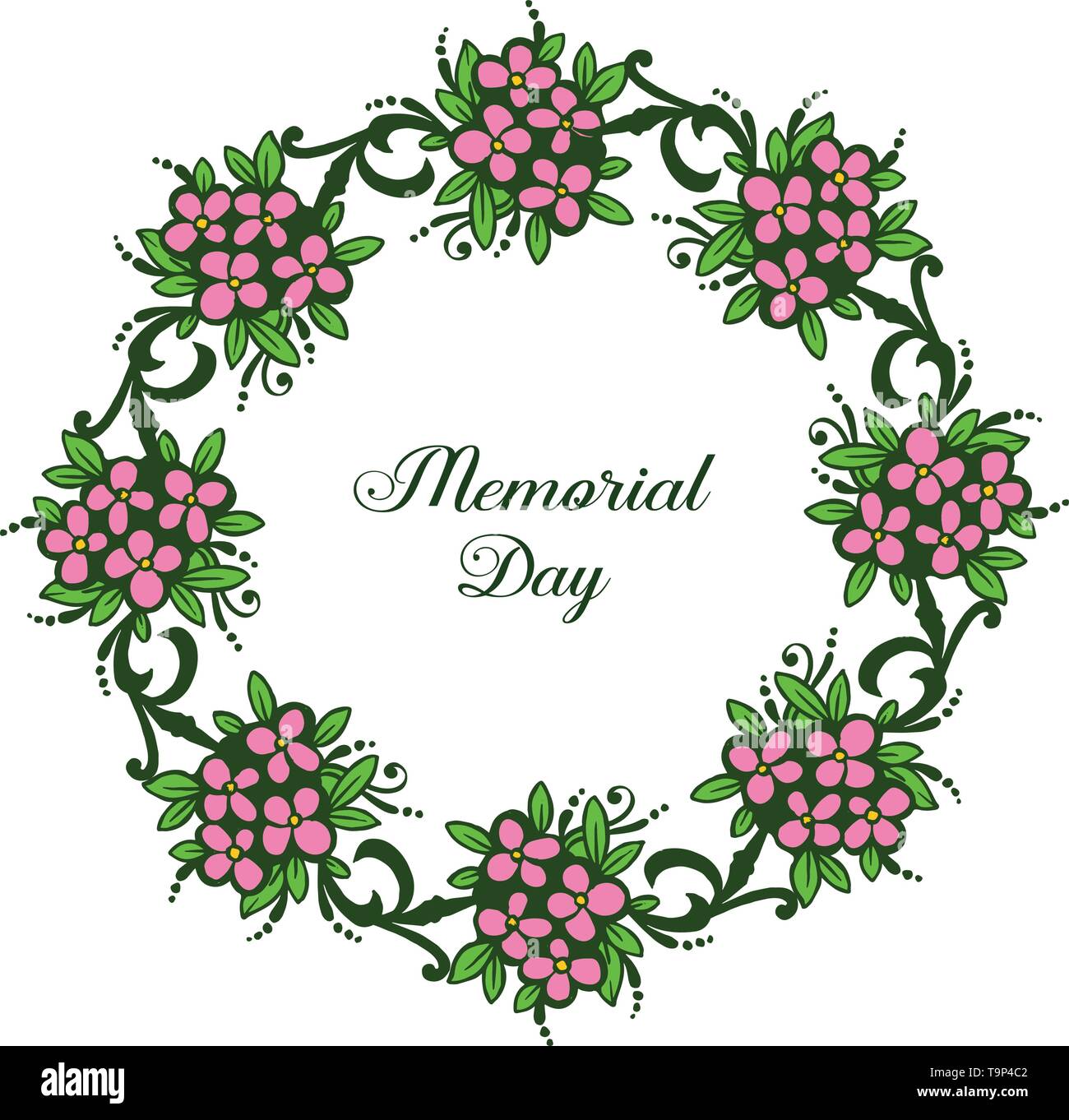 Vector illustration poster memorial day with pattern pink flower frame ...