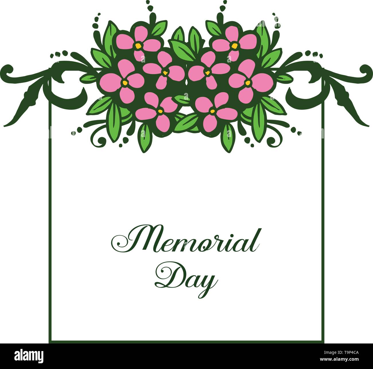 Vector illustration poster memorial day with pattern pink flower frame ...