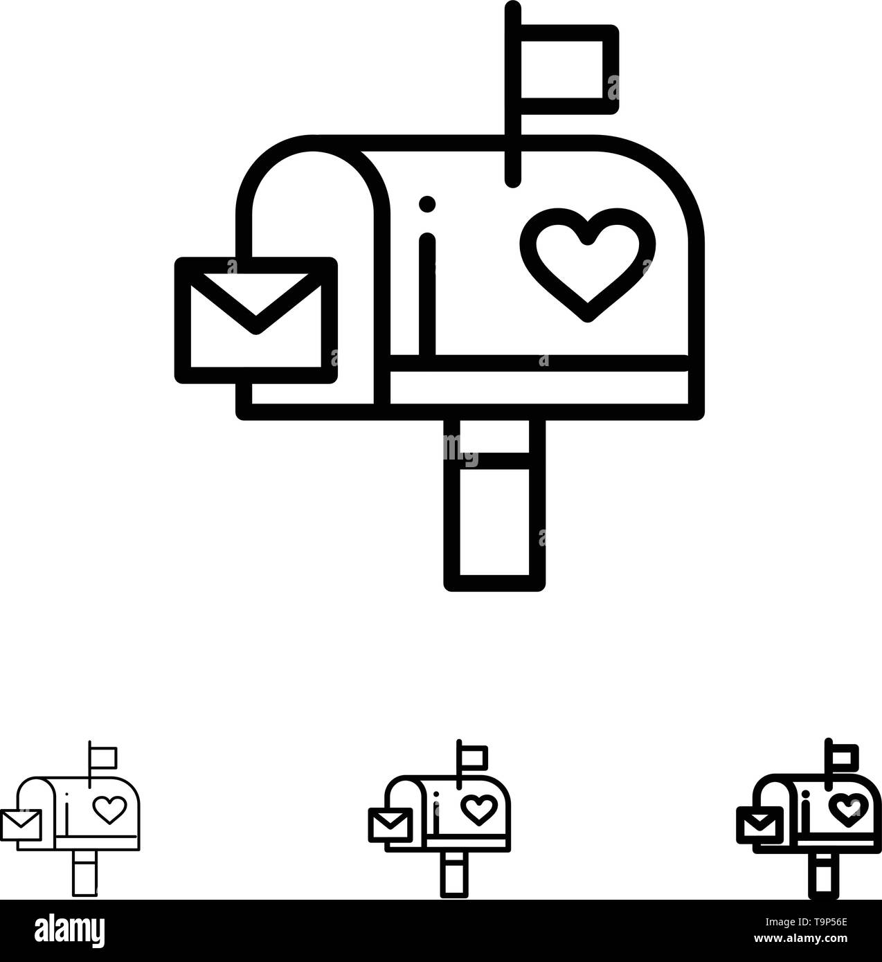 Mailbox, Mail, Love, Letter, Letterbox Bold and thin black line icon ...