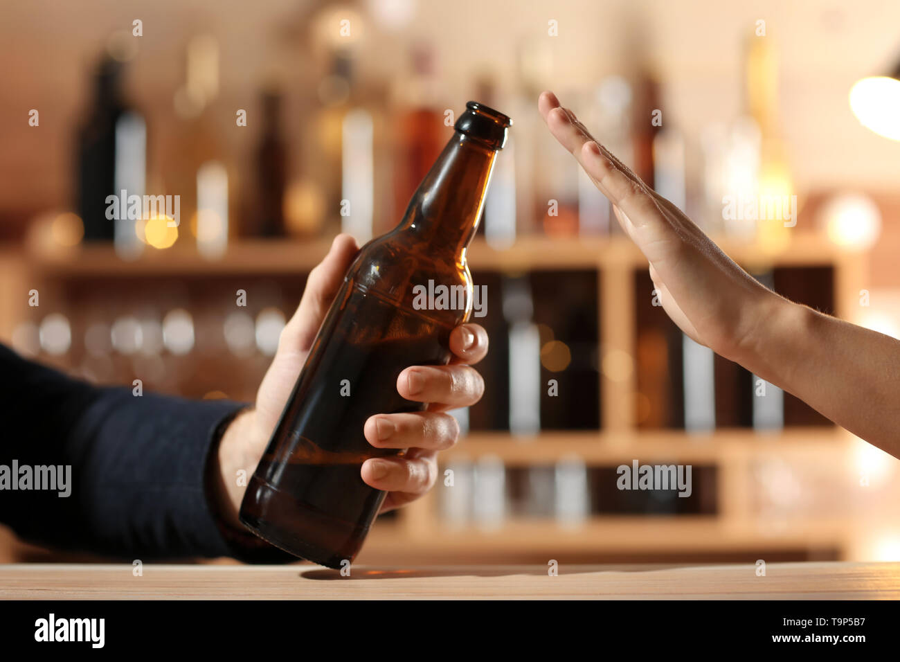 Woman rejecting alcohol hi-res stock photography and images - Alamy