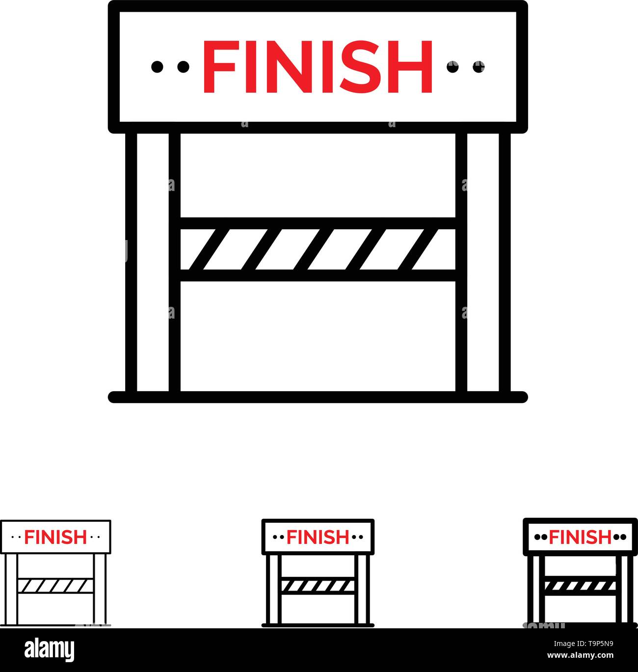 Finish, Line, Sport, Game Bold and thin black line icon set Stock ...