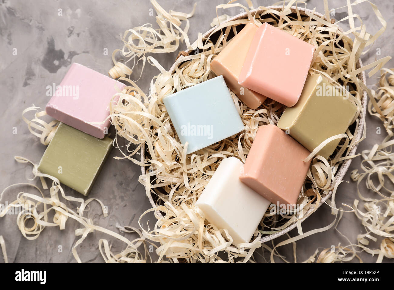 Different soap bars on table Stock Photo - Alamy