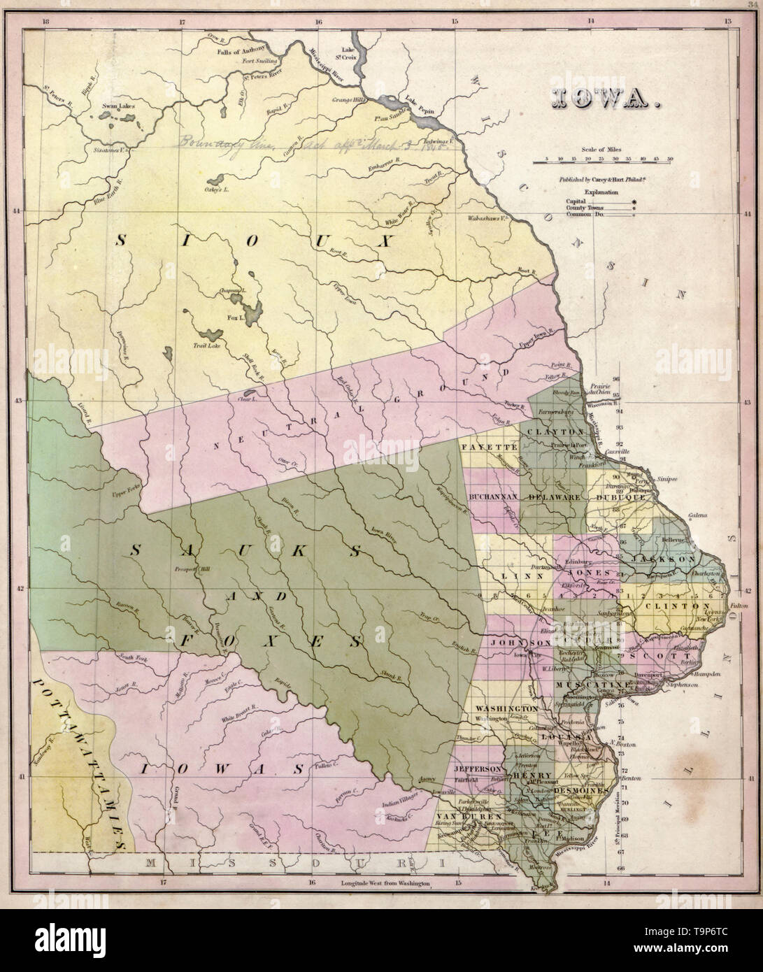 Iowa map hi-res stock photography and images - Alamy