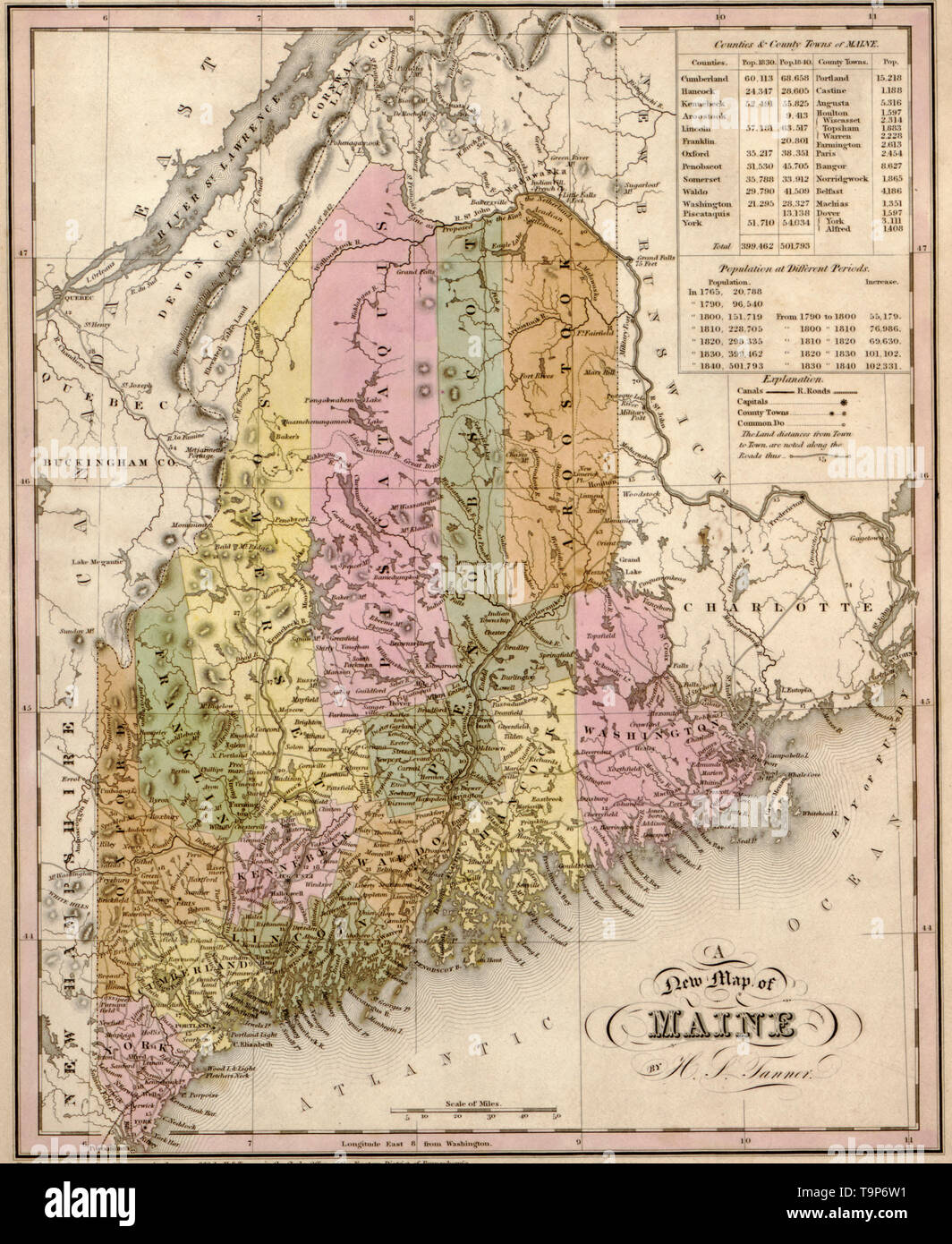 Maine map hi-res stock photography and images - Alamy