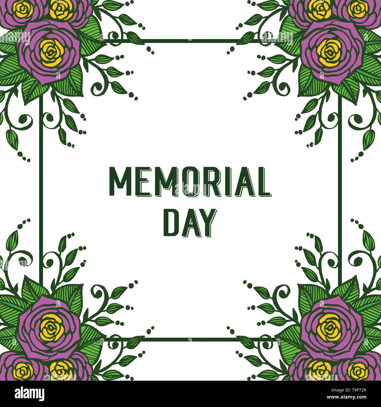 Vector illustration memorial day with various pattern art of rose ...