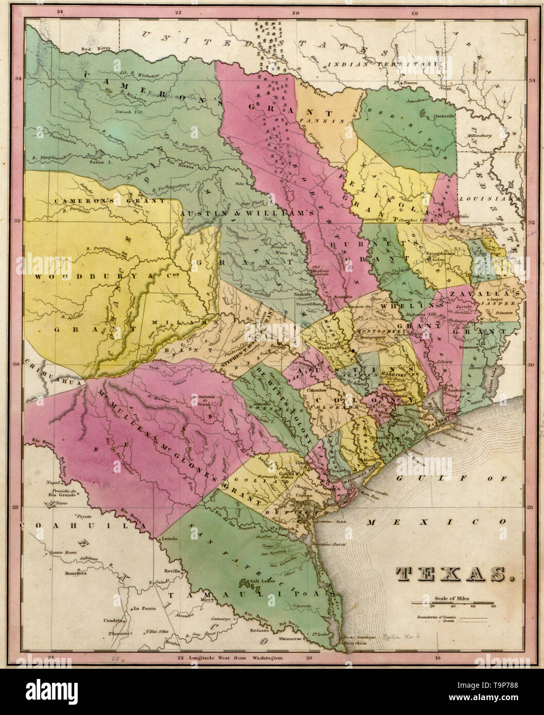 Map of Texas, 1844 Stock Photo - Alamy