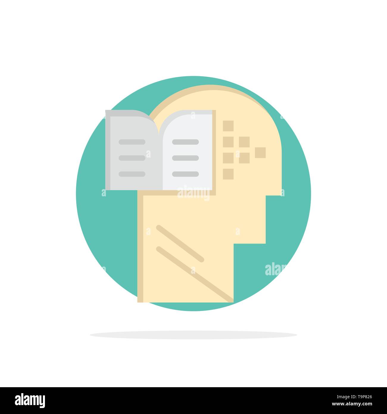 Knowledge, Book, Head, Mind Abstract Circle Background Flat color Icon ...
