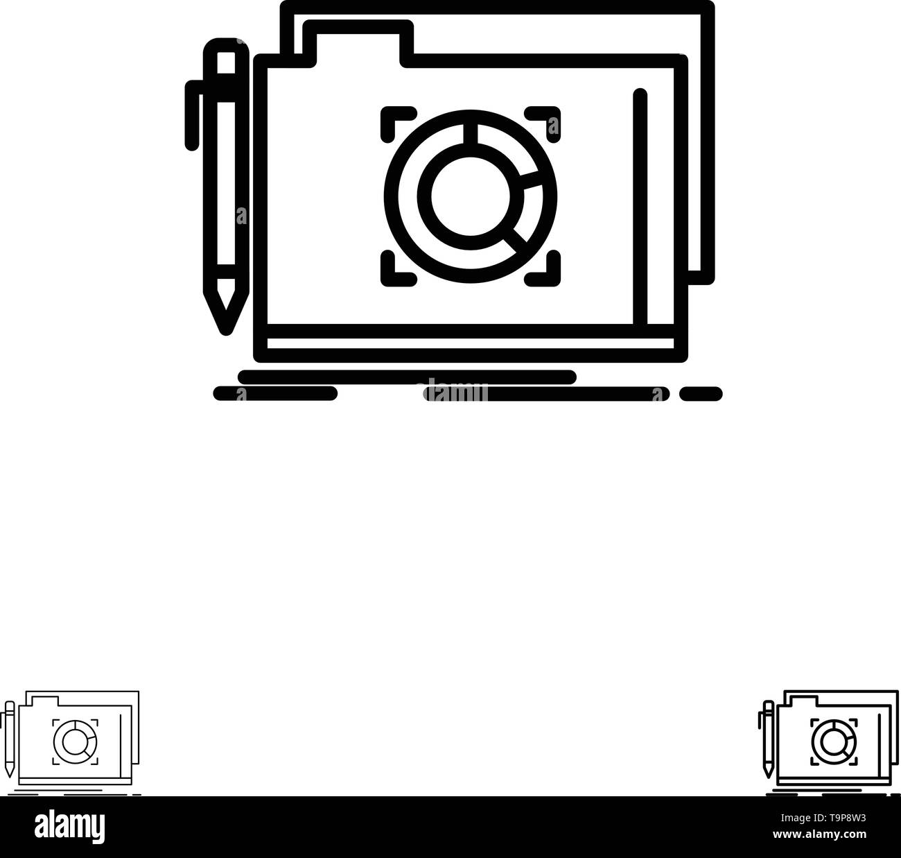 Folder, Lock, Target, File Bold and thin black line icon set Stock ...