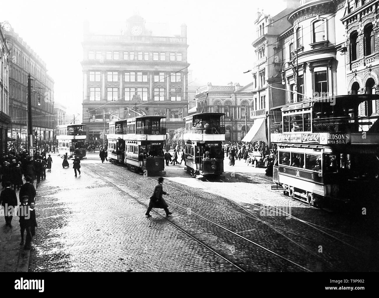 Trams on Castle Junction, Belfast Stock Photo - Alamy