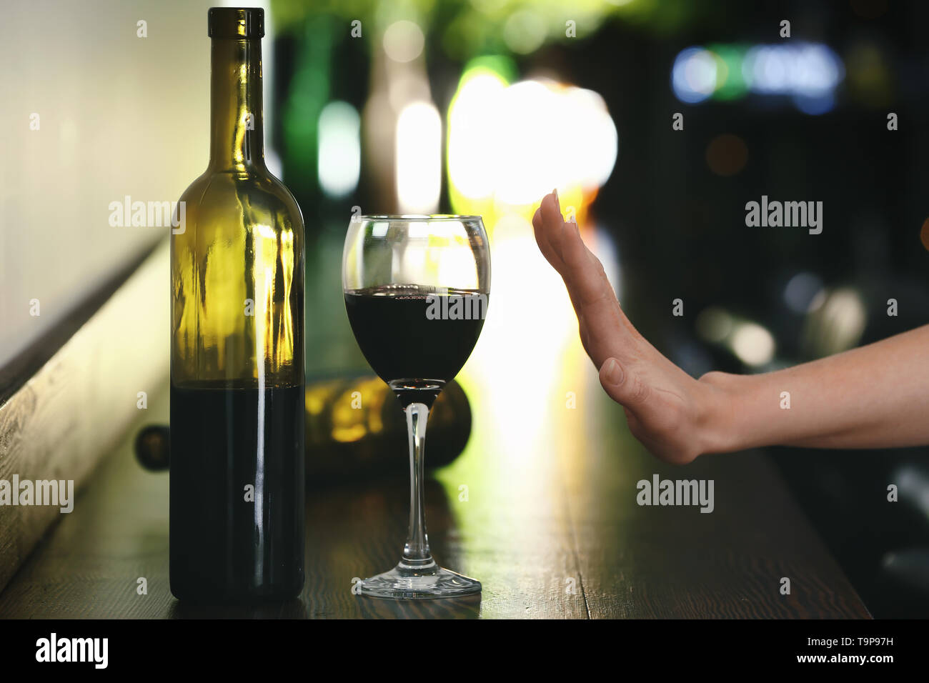 Woman rejecting alcohol hi-res stock photography and images - Alamy