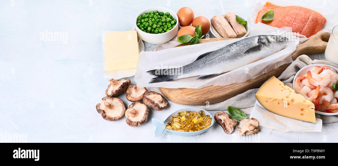 Foods rich in natural vitamin D. Balanced diet nutritio. Healthy eating ...
