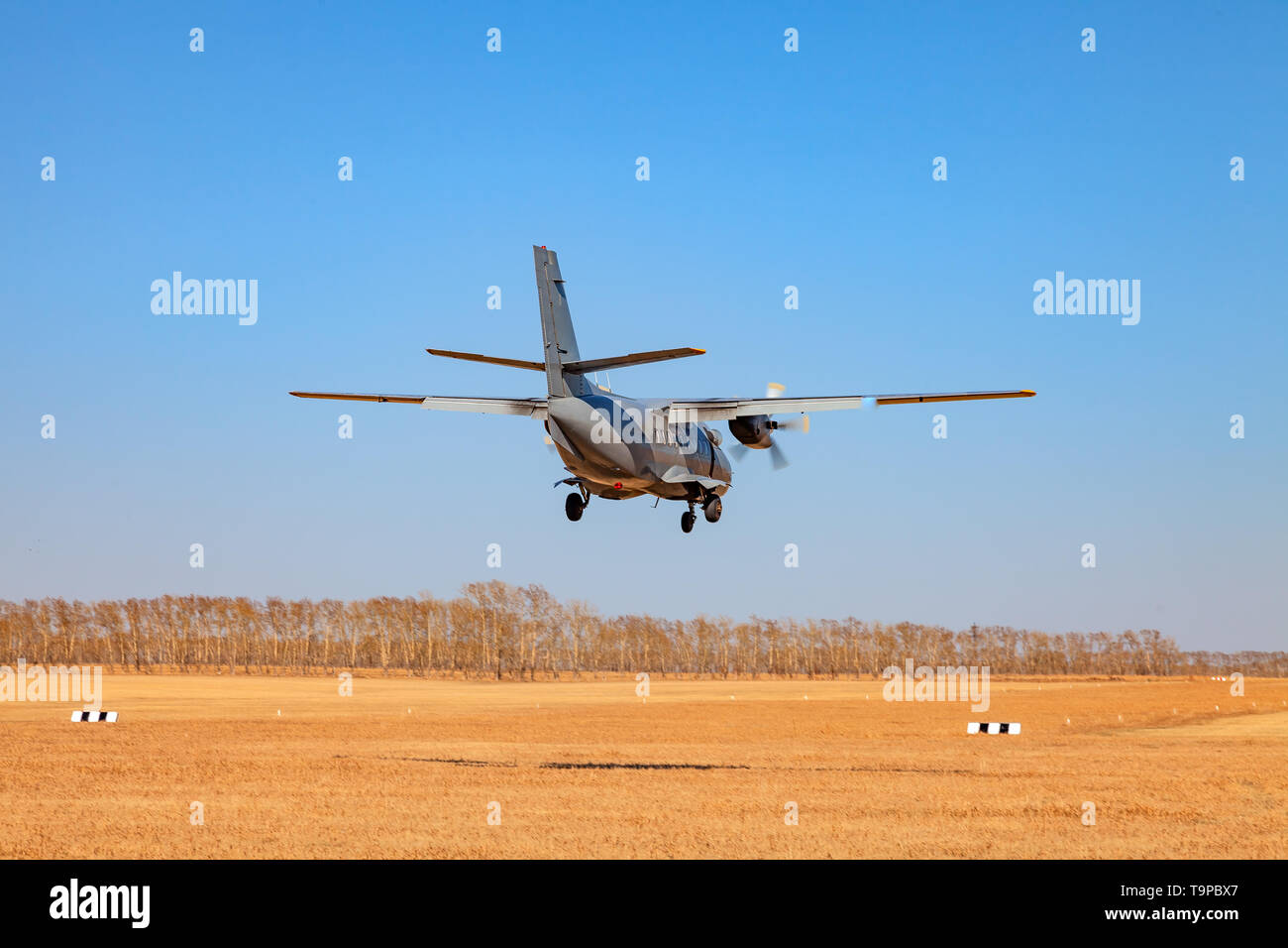 A small aircraft for the transport of passengers and paratroopers lands ...