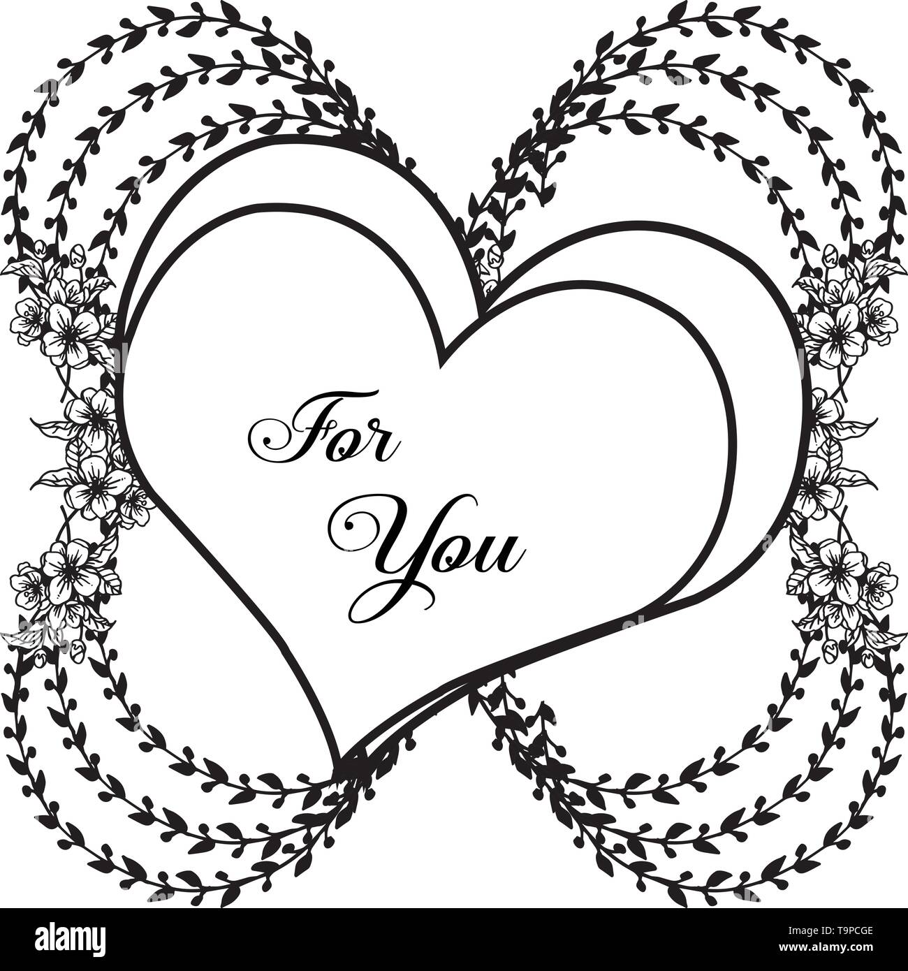 Vector illustration text for you with various ornate of floral frame ...