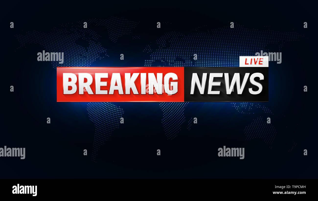 Breaking news live banner on dotted map of the world background Stock ...