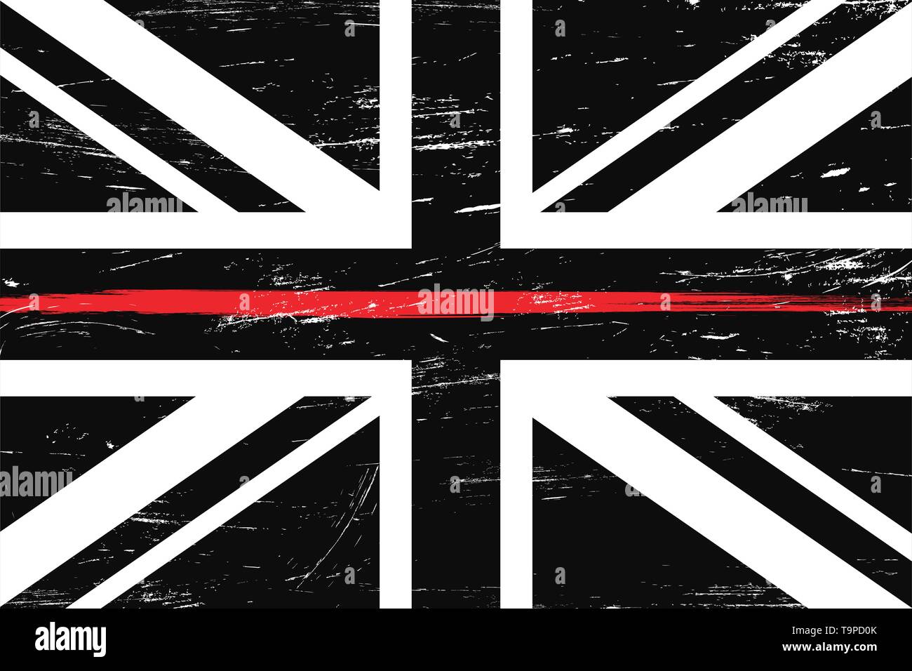 Grunge United Kingdom flag with a thin red line - a sign to honor and ...