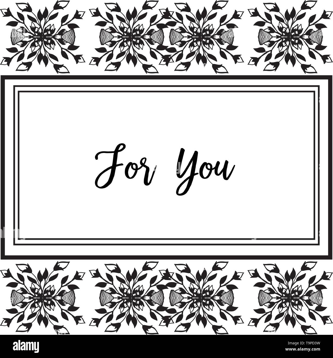 Vector illustration drawing for you with elegant flower frame hand ...