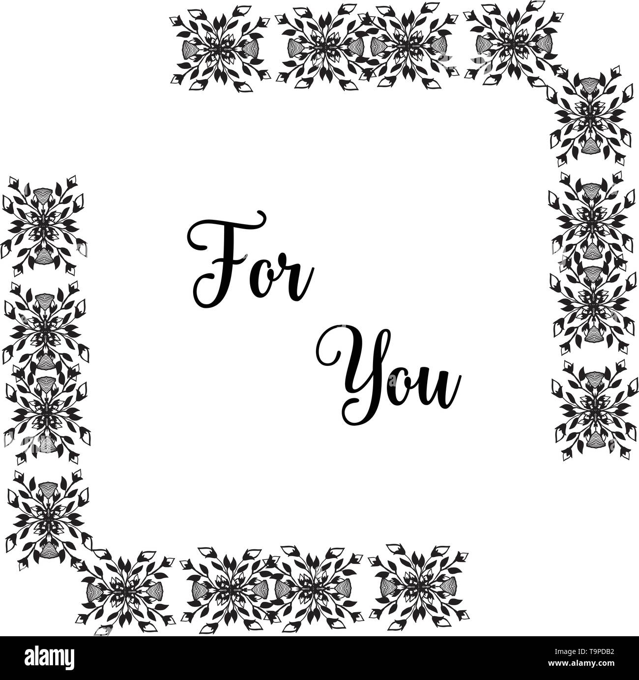 Vector illustration drawing for you with elegant flower frame hand ...