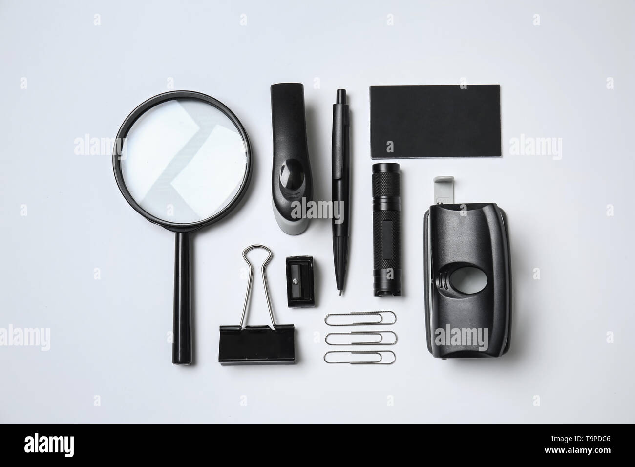 Set of black items for branding on white background Stock Photo - Alamy