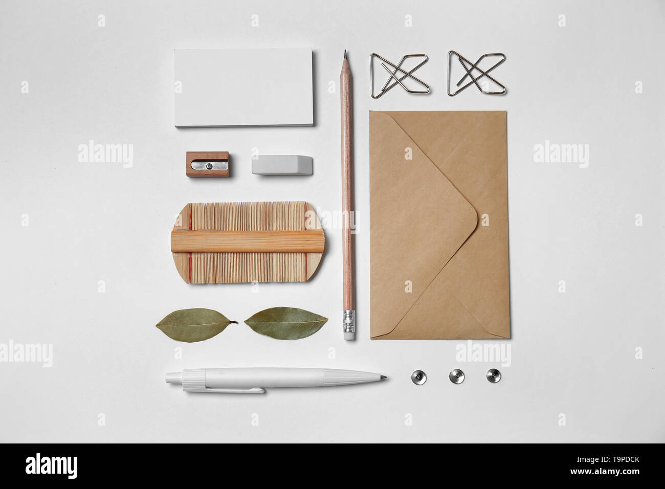 Set of items for branding on white background Stock Photo - Alamy