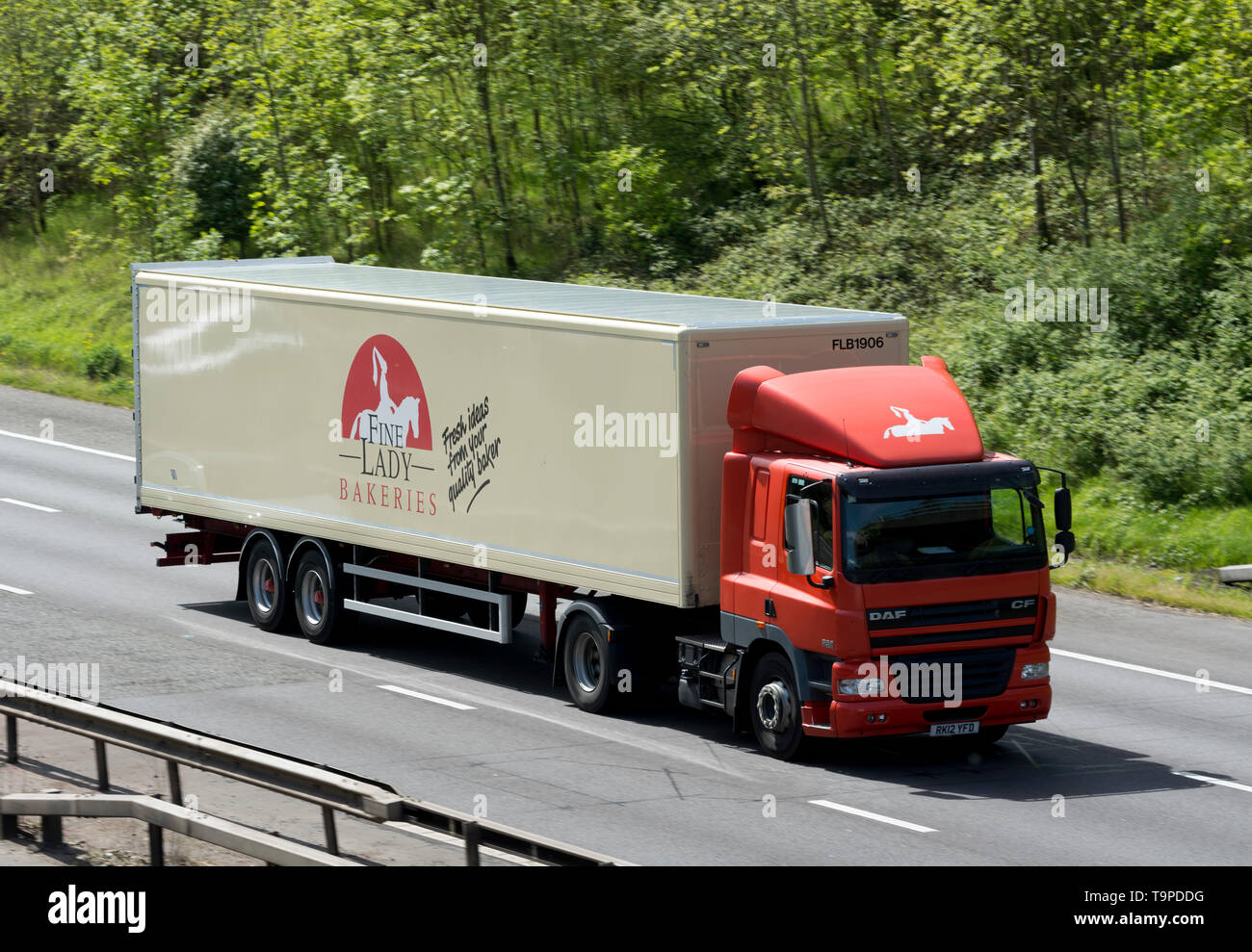 A Fine Lady Bakeries lorry on the M40 motorway, Warwickshire, UK Stock ...