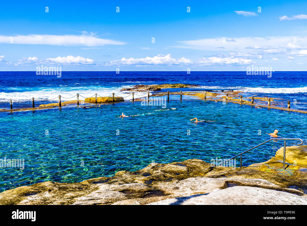 Swimmers in the rock pool, north of Maroubra Beach in Sydney, Australia ...