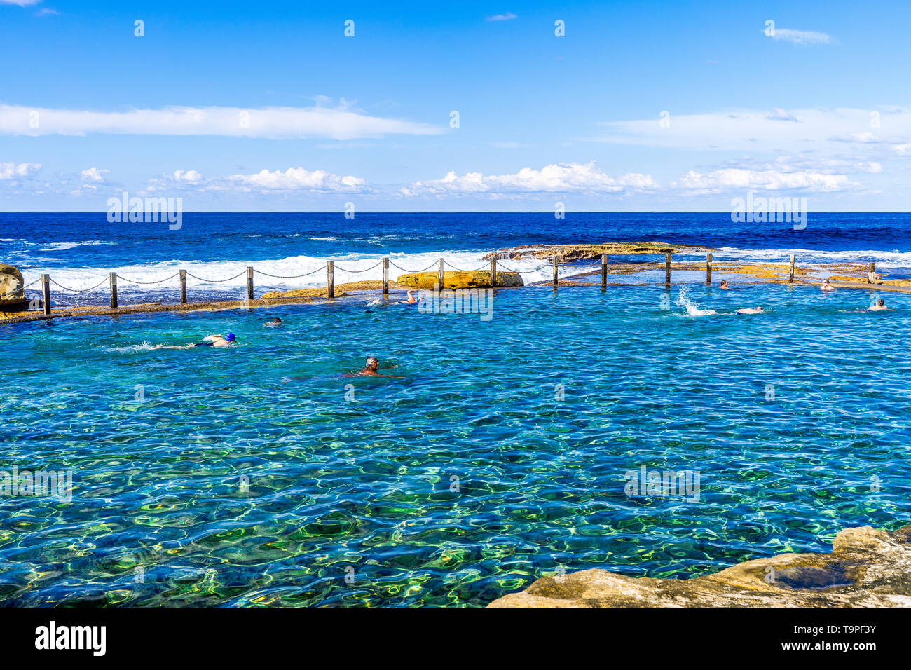 Swimmers in the rock pool, north of Maroubra Beach in Sydney, Australia ...