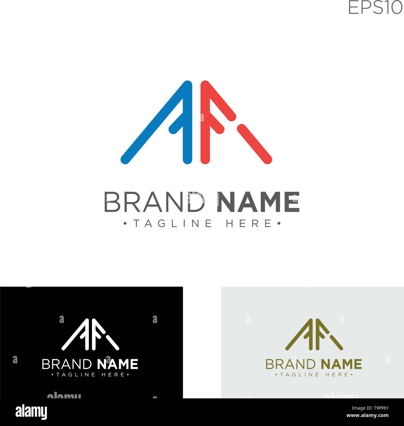 monogram initial af, af logo template black color vector illustration ...