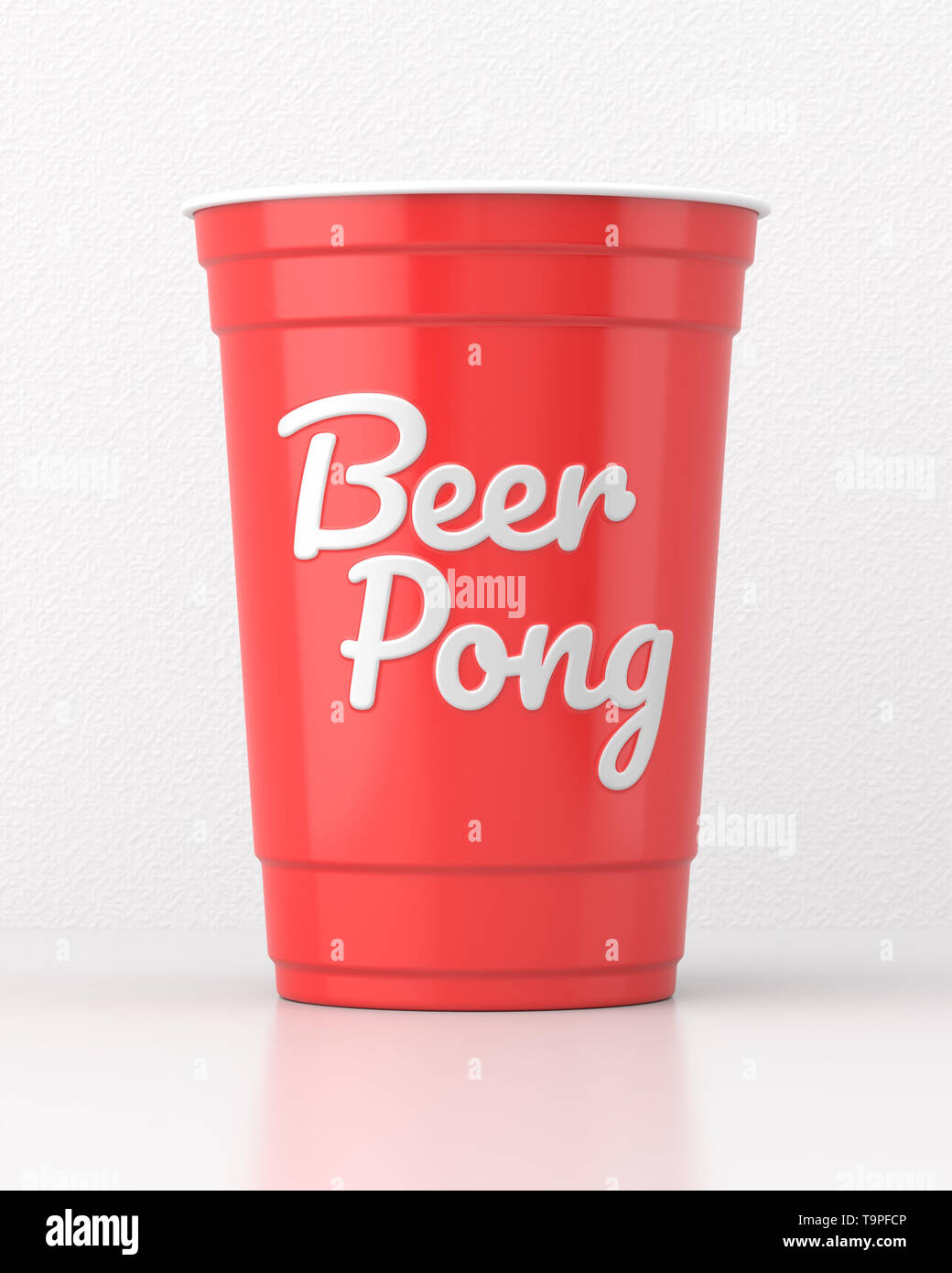 Red 16oz 455ml american plastic beer pong party cup on a white table ...