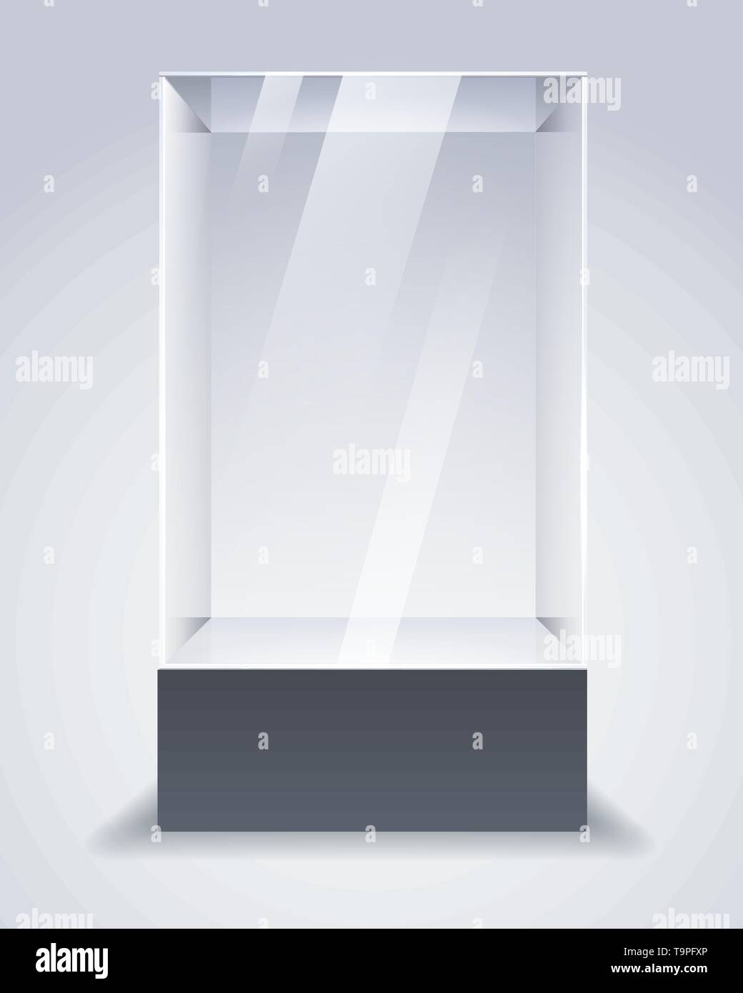 Glass cabinet. Vector empty showcase, museum glass box or store product ...