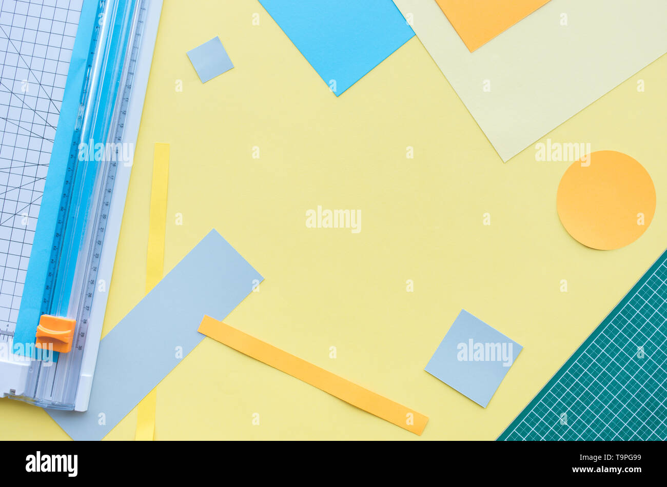 Paper cut with tool in colorful with space background.Hobby decoration ...