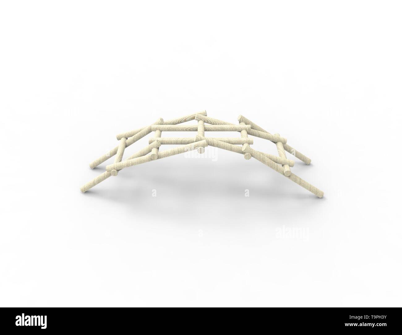 Leonardo Da vinci self supporting bridge isolated in white background ...